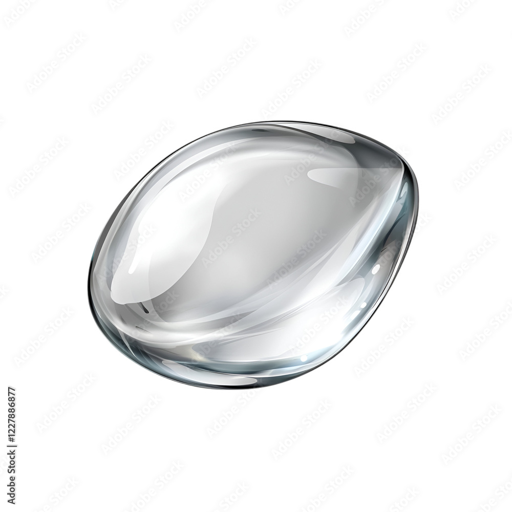 Realistic water droplet with light reflections and smooth curves on ...
