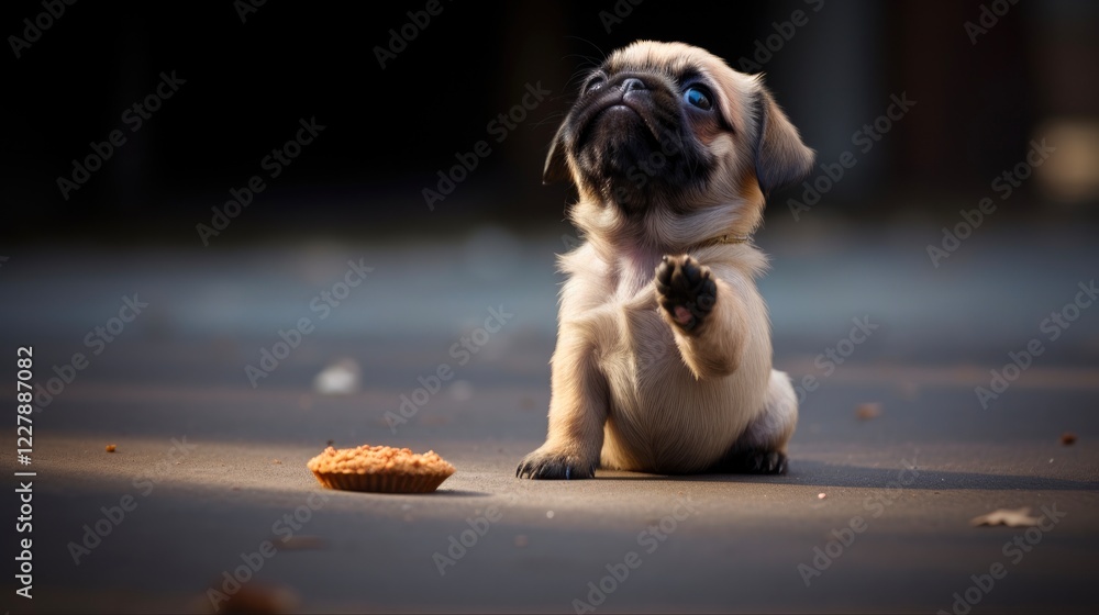 Cute Puppy Begging for Food - Lovely Pet Dog Asking for a Ravenous Meal ...