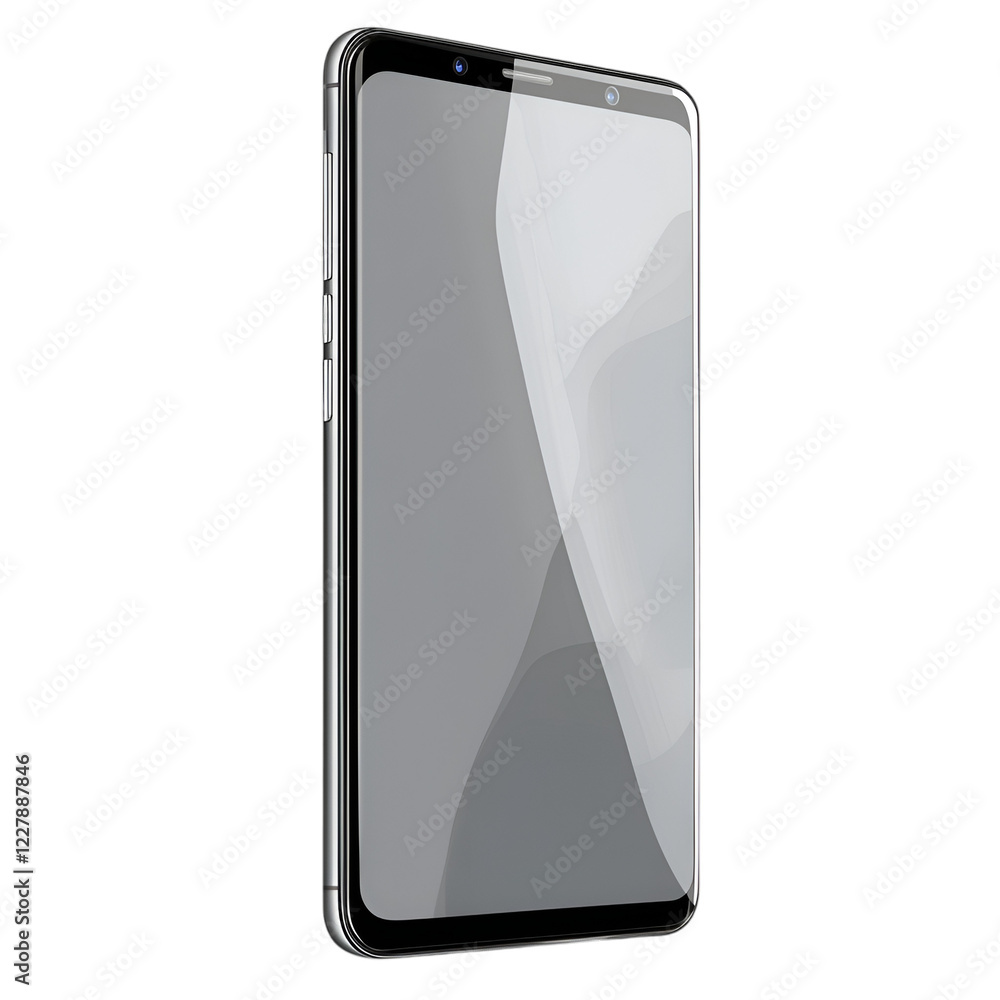 Silver smartphone with a glossy screen on transparent background Stock ...