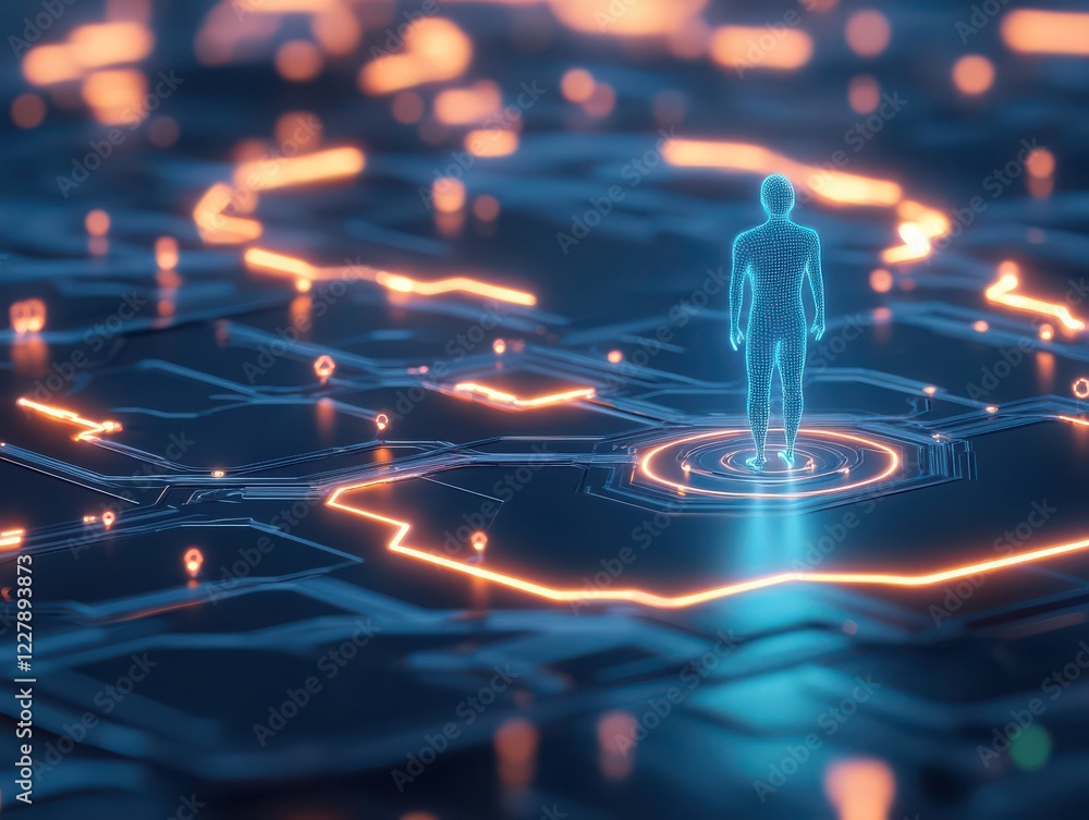 Innovative digital human interaction futuristic circuit network concept ...