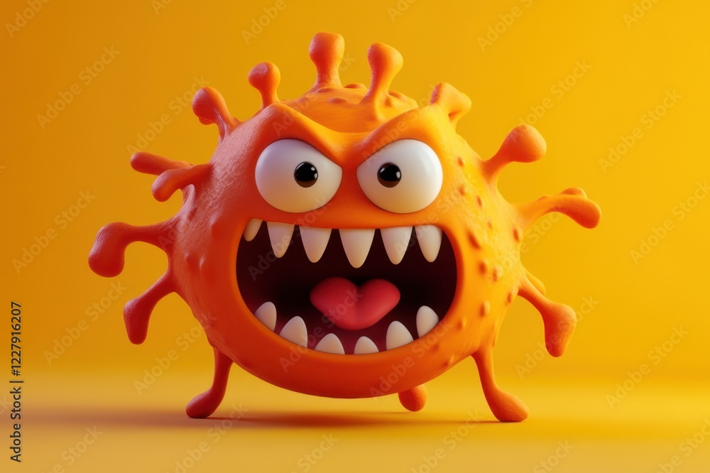 Virus monster in cartoon form Stock Illustration | Adobe Stock