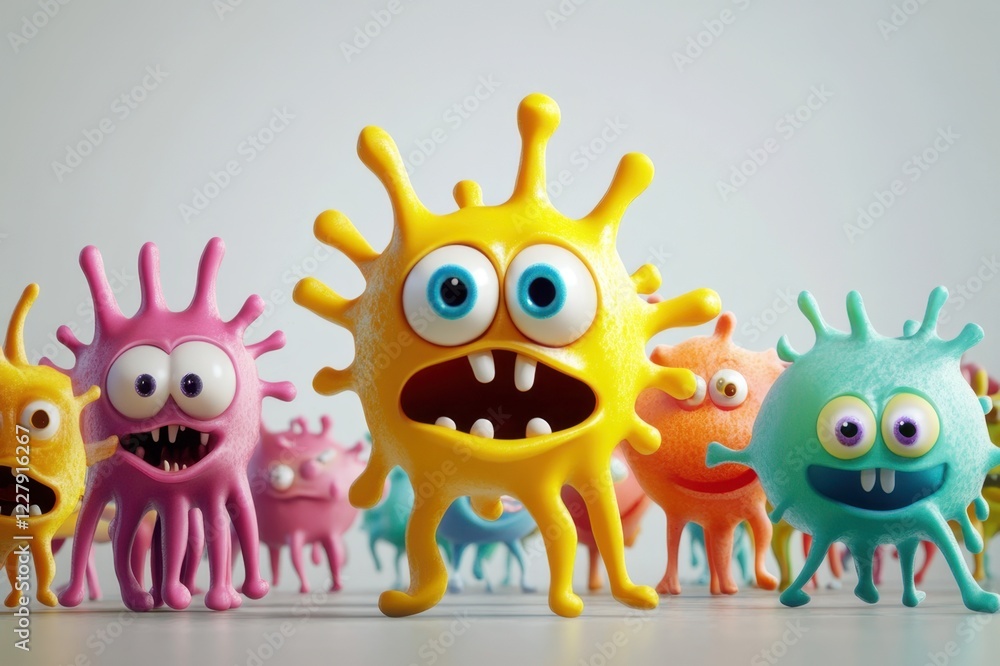 Virus monster in cartoon form Stock Illustration | Adobe Stock