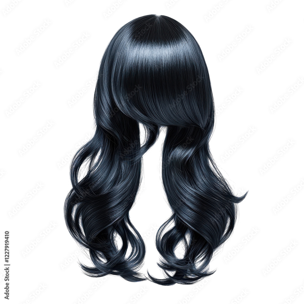 Stylish Wavy Hair with Bangs on transparent background Stock Photo ...