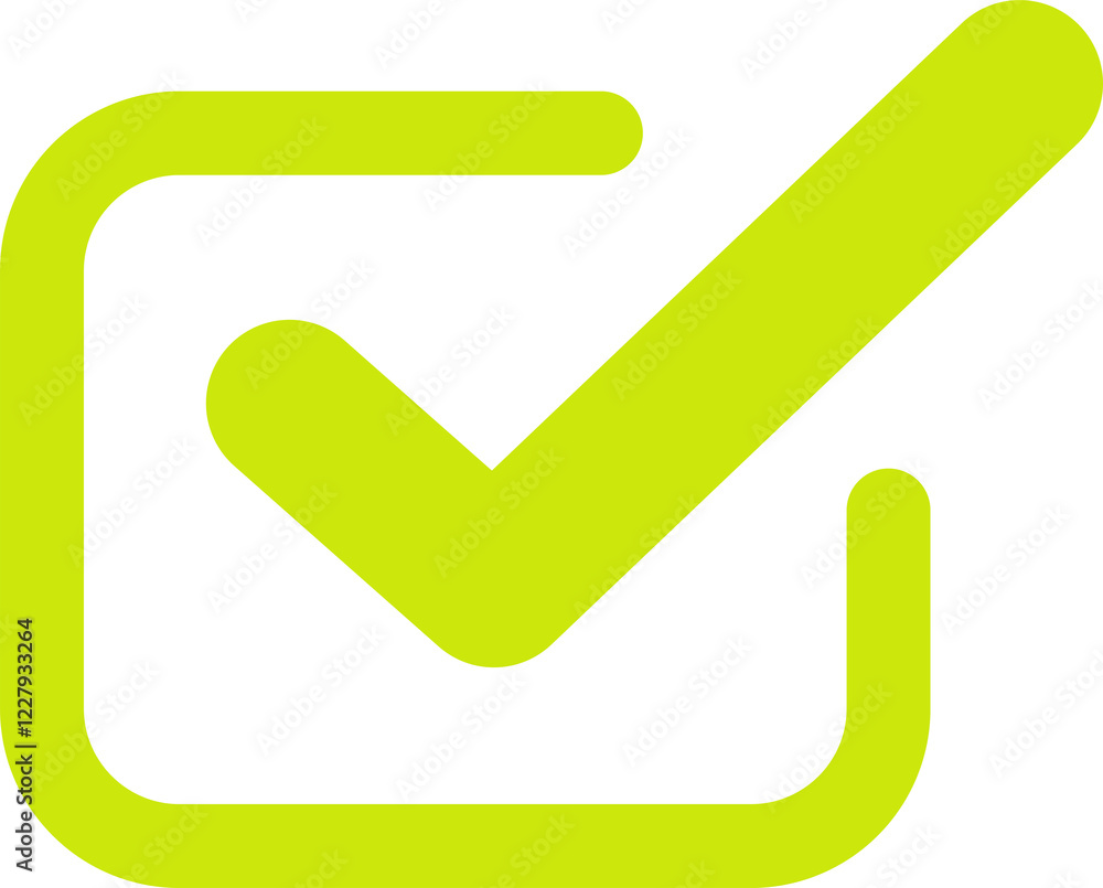 Yellow check mark, isolated tick symbols, checklist signs, and an ...