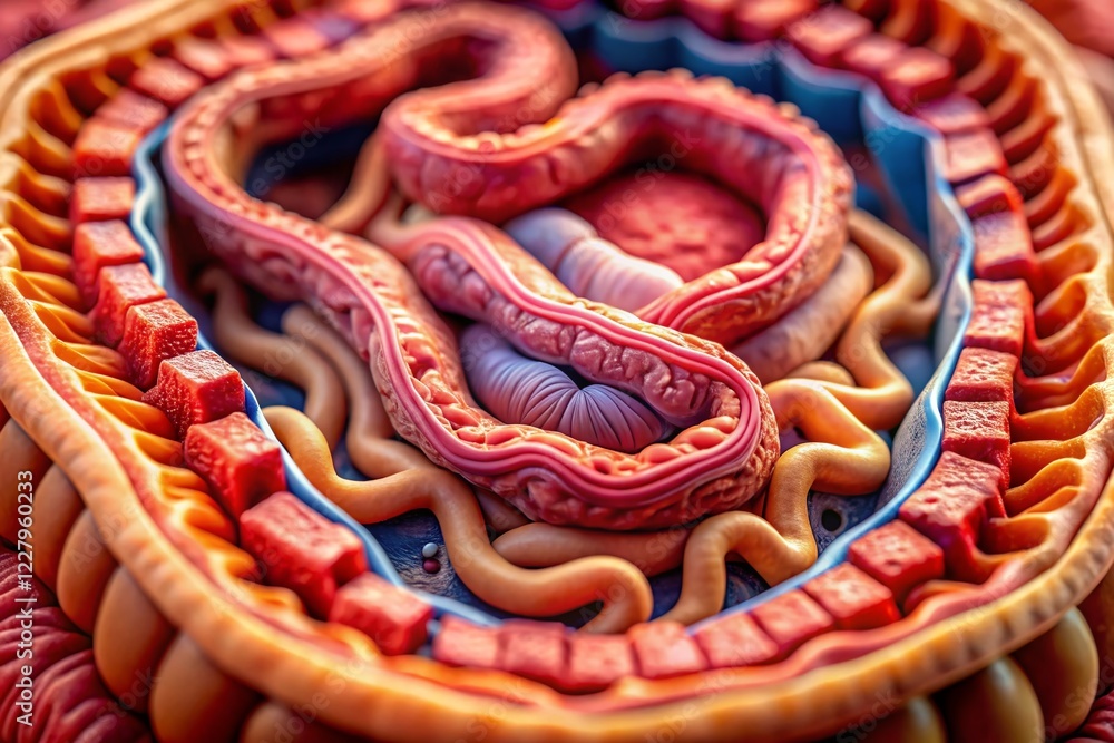 Intestine Anatomy Macro: Detailed Tilt-Shift View of Human Digestive ...