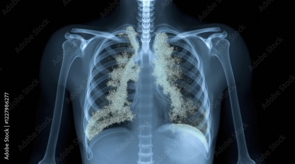 X-Ray Image of Lungs with Visible Damage Stock Photo | Adobe Stock