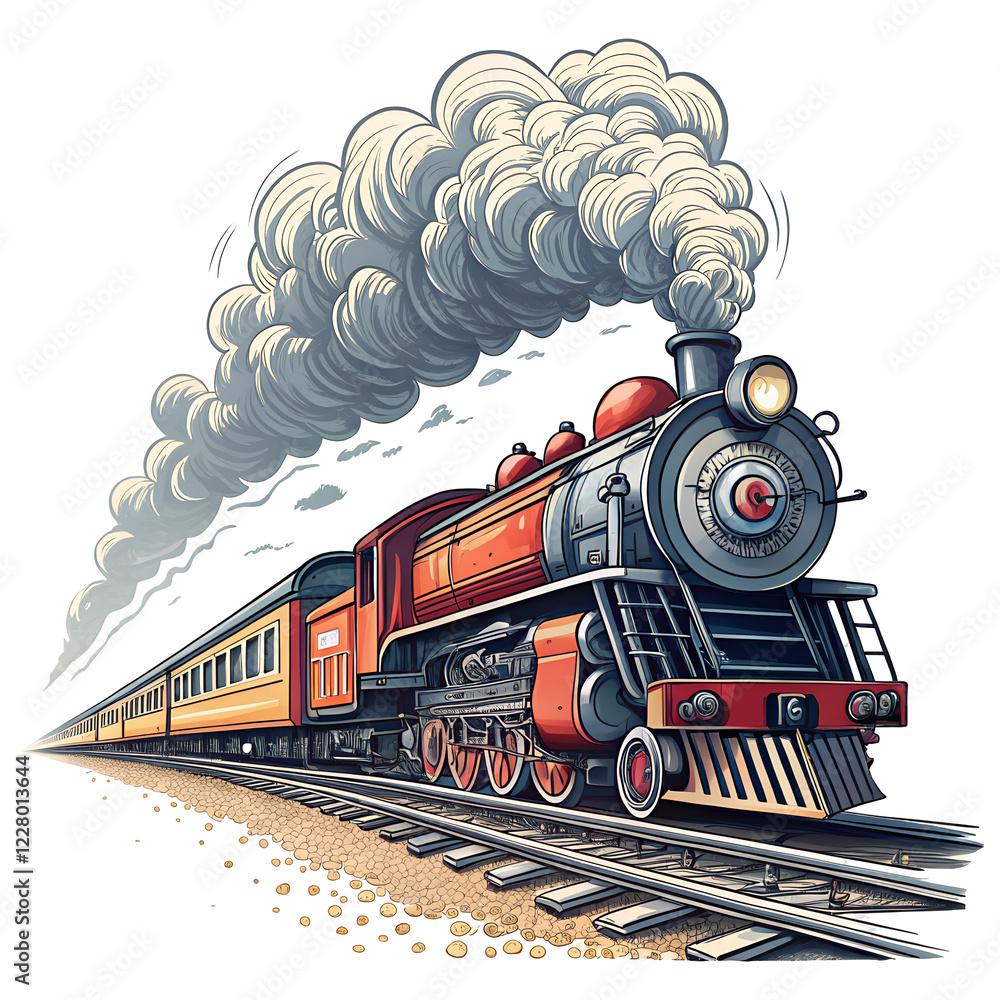 Train in motion clipart illustration, isolated on white background. PNG ...
