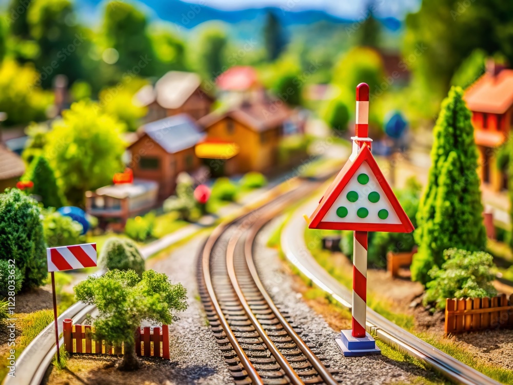 Miniature Railway Crossing Sign, Toy Train Crossing, Tilt-Shift Diorama ...