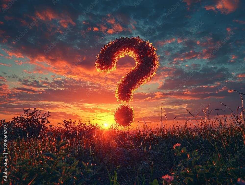 Sunrise Sky with a Symbolic Question Mark Sun Representing New ...