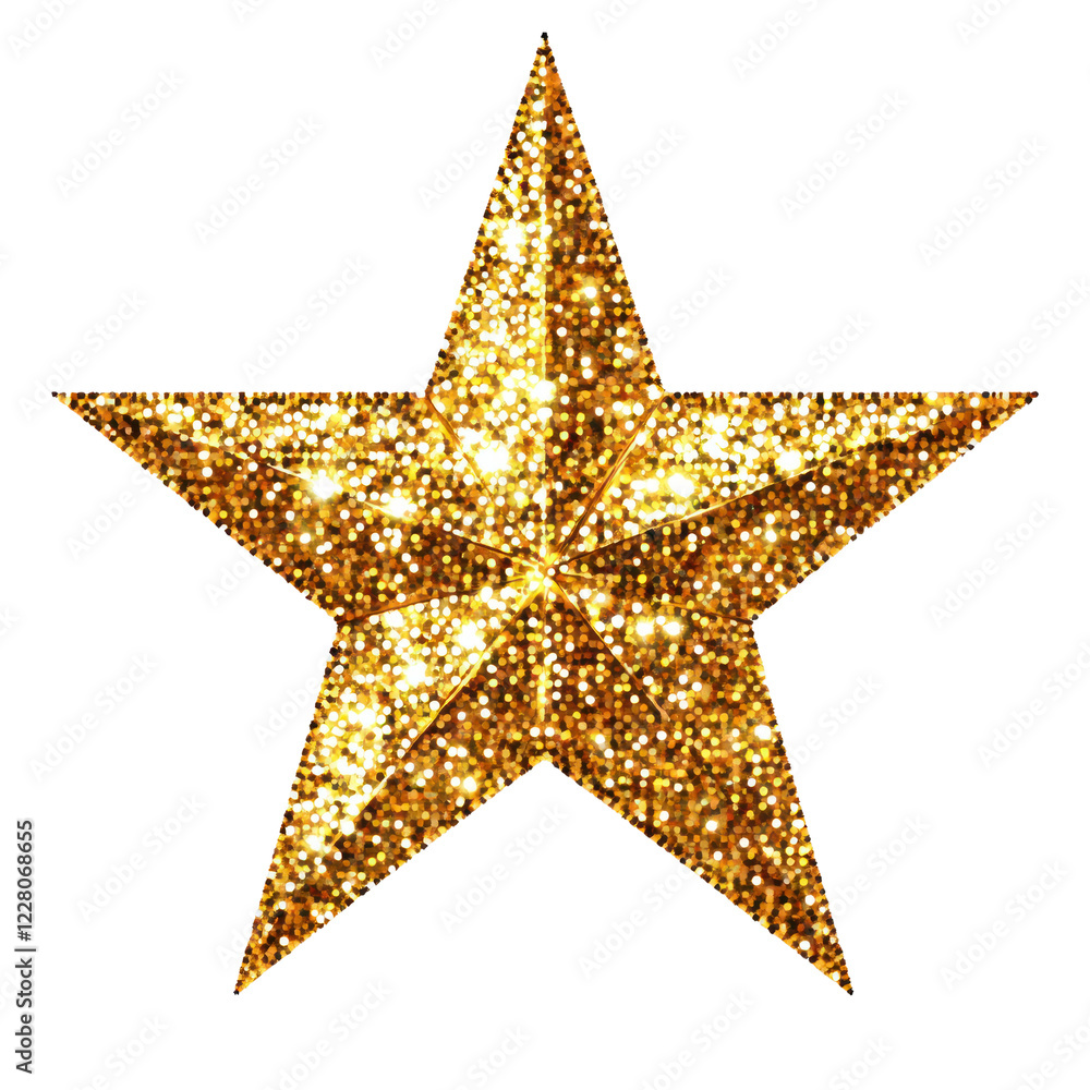 Bright golden star with glittering details for various designs ...