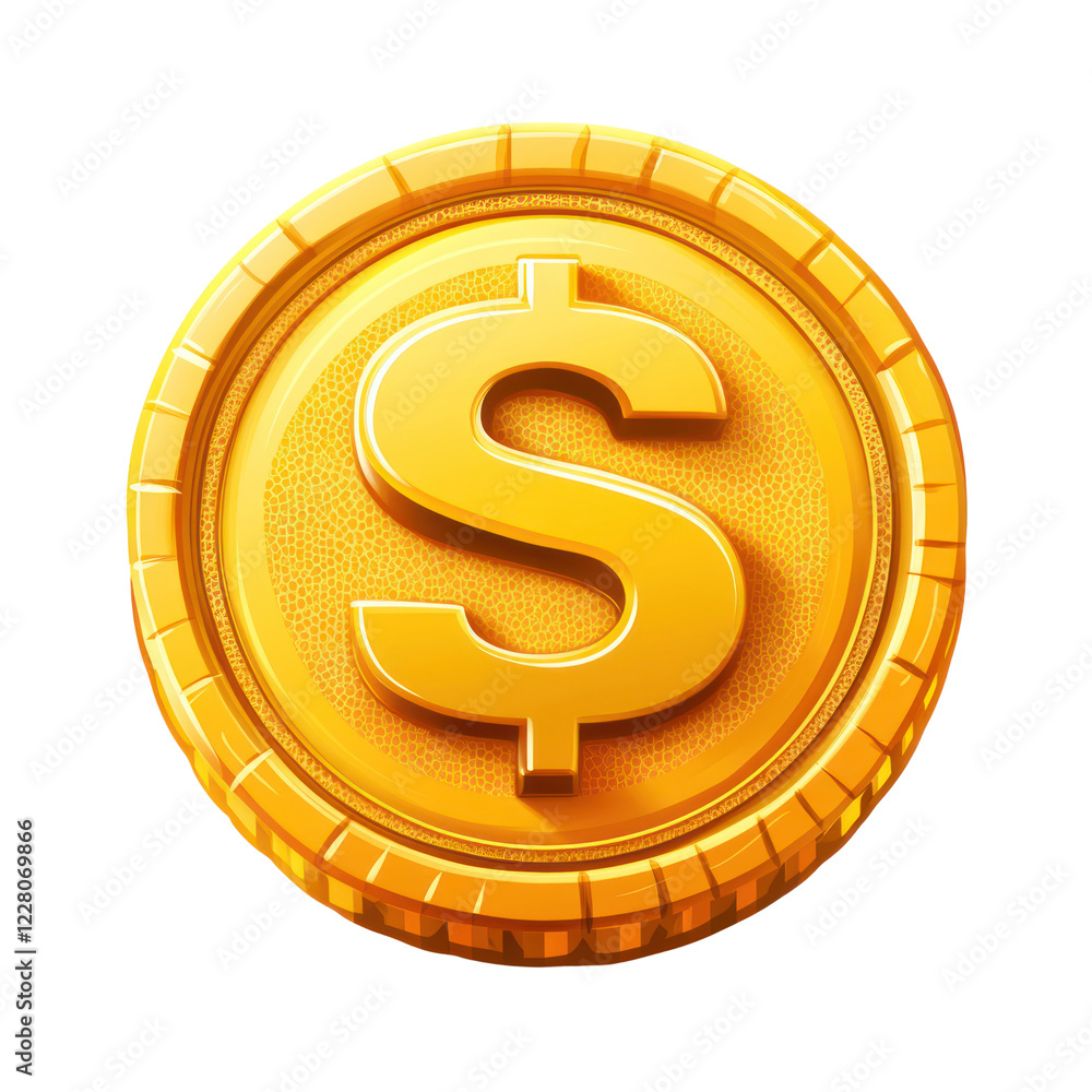 Gold coin with dollar symbol for financial themes, isolated on a ...