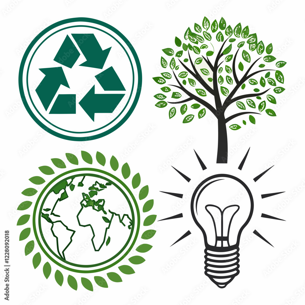 Eco-Friendly Icons and Sustainability Symbols Stock Vector | Adobe Stock
