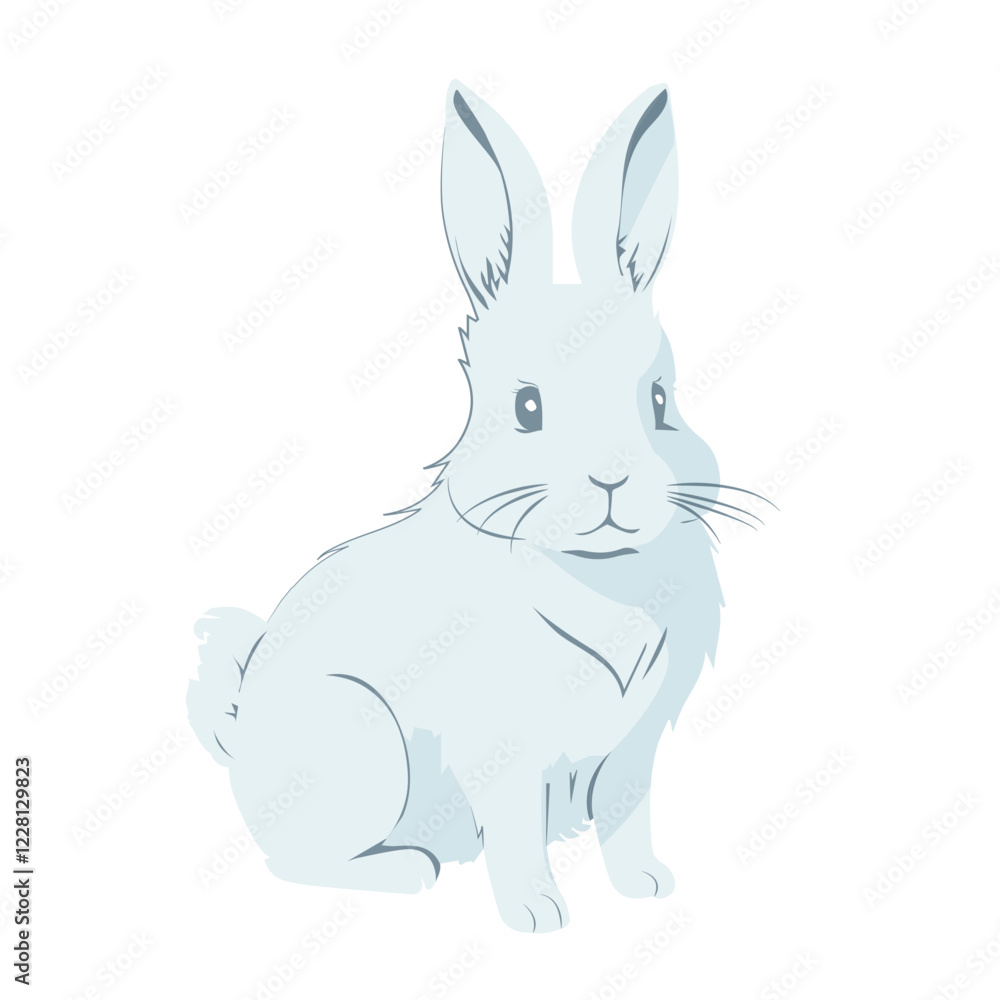 Cartoon rabbit. Cute white bunny clipart, illustration in flat style ...