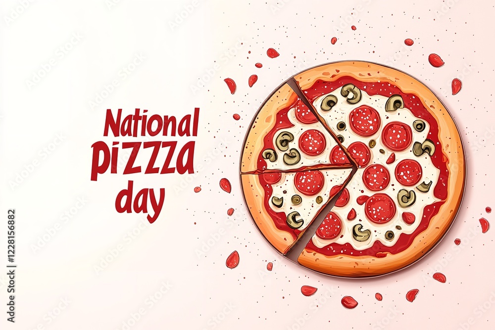 National Pizza Day, February 9th vector illustration with 'National ...