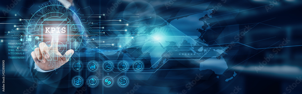 Businessman touch word Key Performance Indicators (KPIs), quantifiable ...