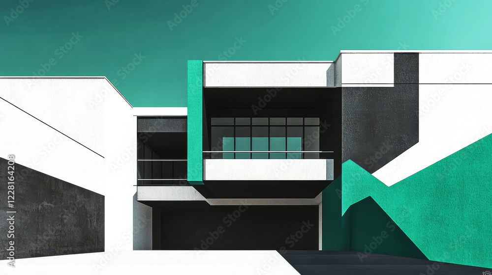 Symmetrical functionalist architecture featuring strong geometric ...