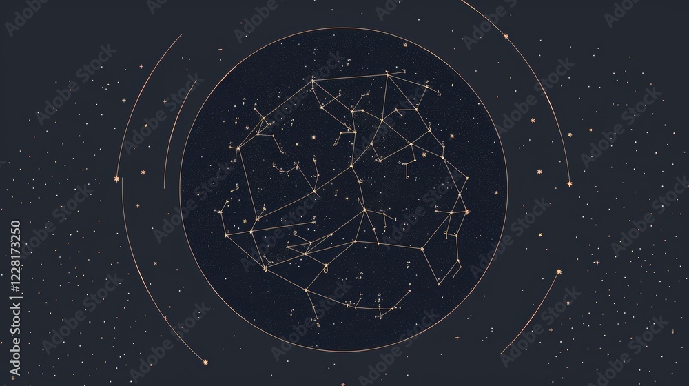 Minimalist Zodiac Constellations Vector Illustration in Circular Star ...