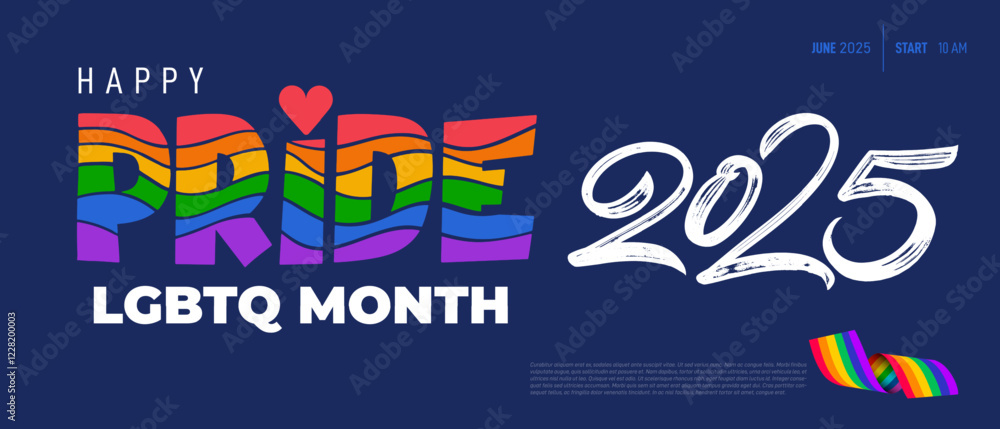 Pride Month 2025. Rainbow LGBT flag colors isolated on a sky blue ...