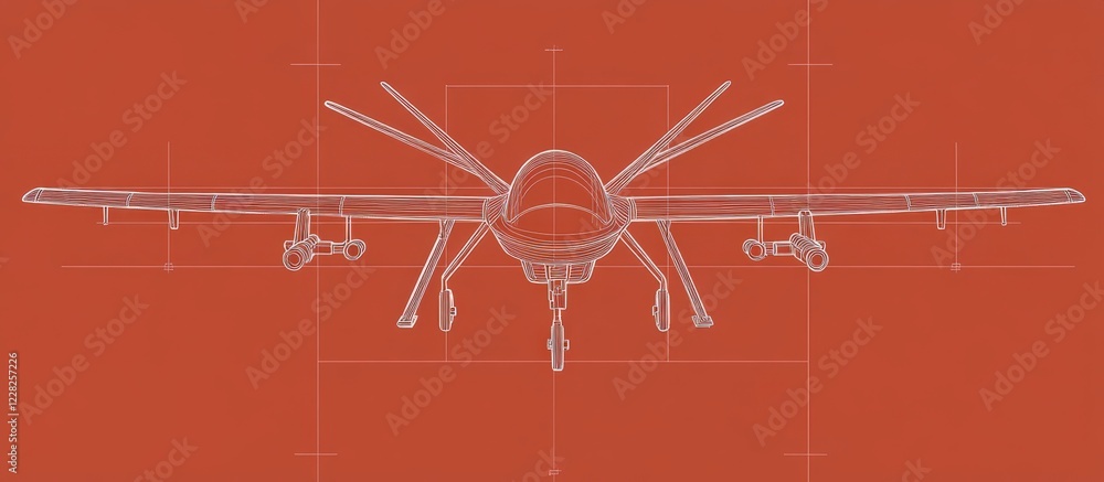 Drone Blueprint Design, Technical Drawing, Engineering Scheme Stock ...