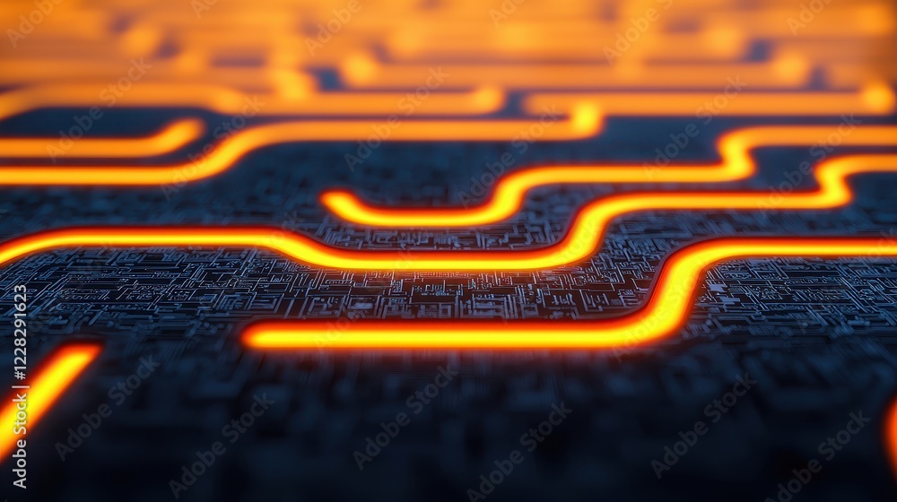 Futuristic Circuit Board Design with Illuminated Pathways and Patterns ...