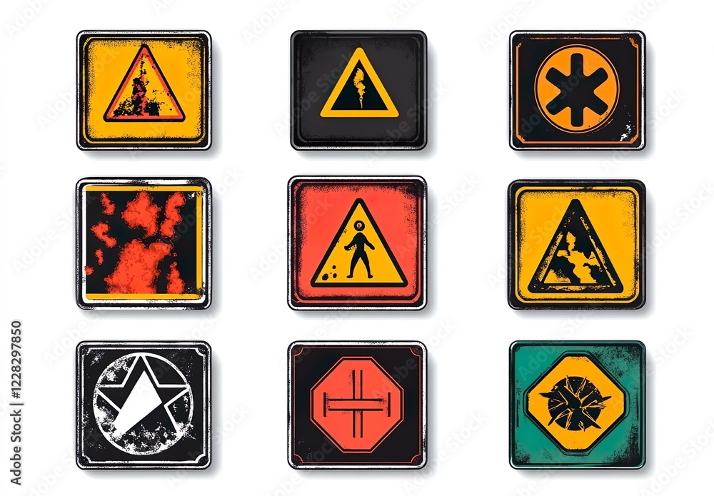 Vector hazardous material signs. Globally Harmonized Symbols Stock ...