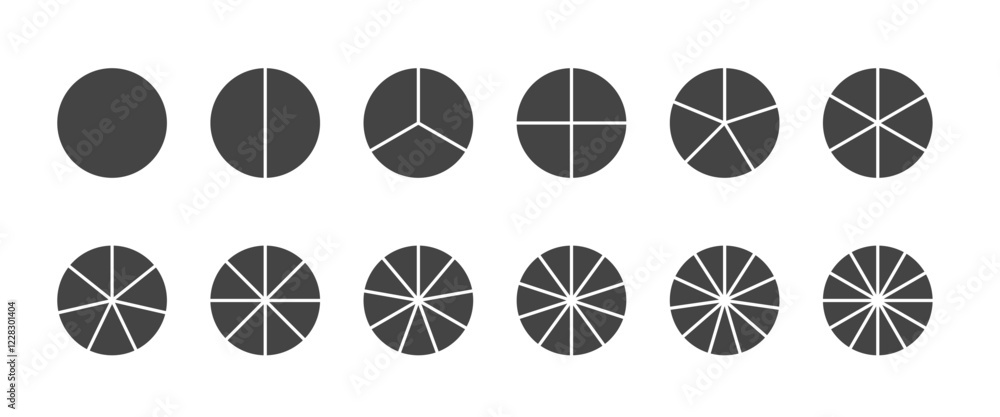 Segment slice circle set. isolated. Pie chart design element, segment infographic, round diagram ...