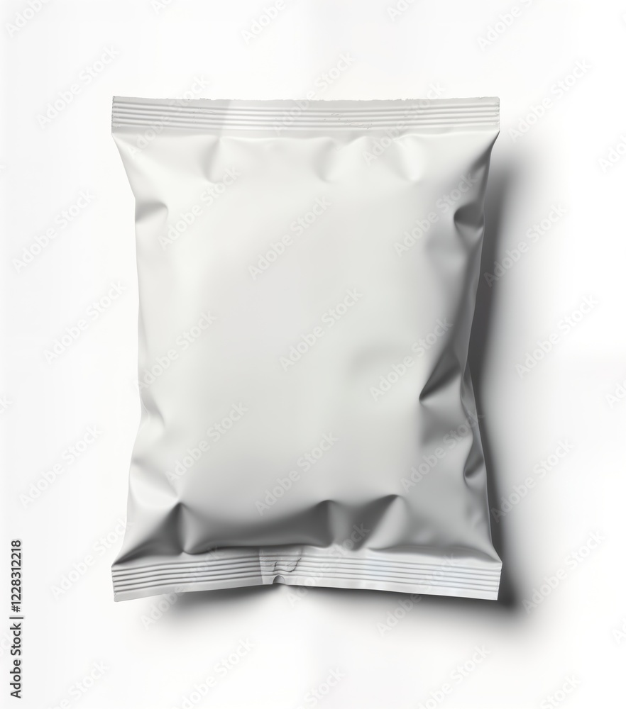 Blank white plastic food packet isolated on white background. Empty ...