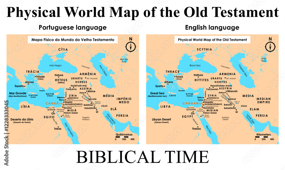 Physical World Map of the Old Testament Stock Vector | Adobe Stock