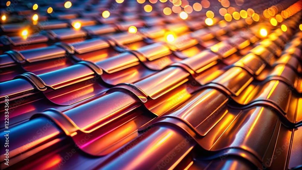 Bokeh Effect: Metal Roof Texture, Architectural Detail, Steel Roofing ...