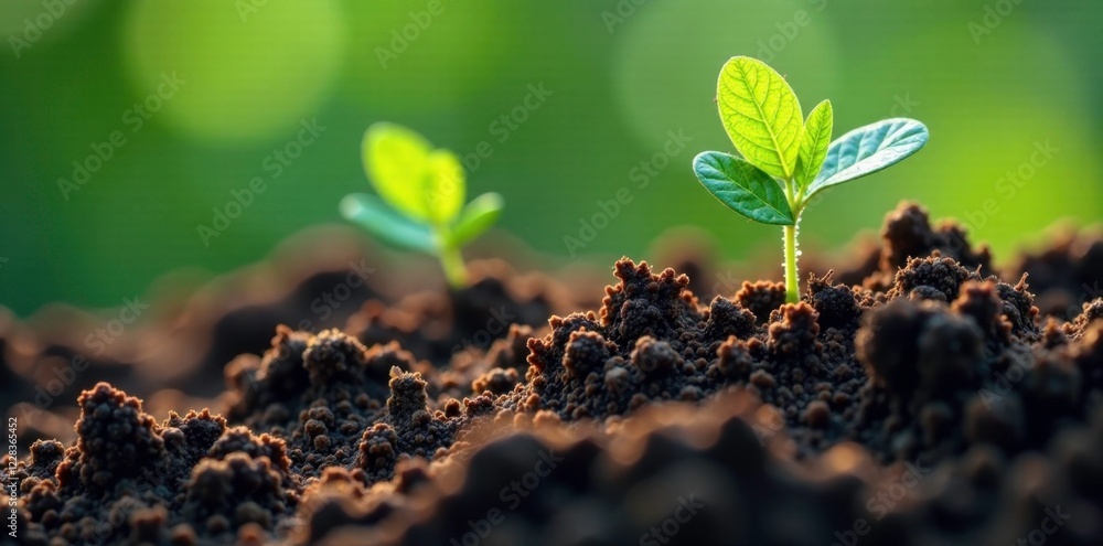 Soil sample with microorganisms under microscope, organisms, bacteria ...