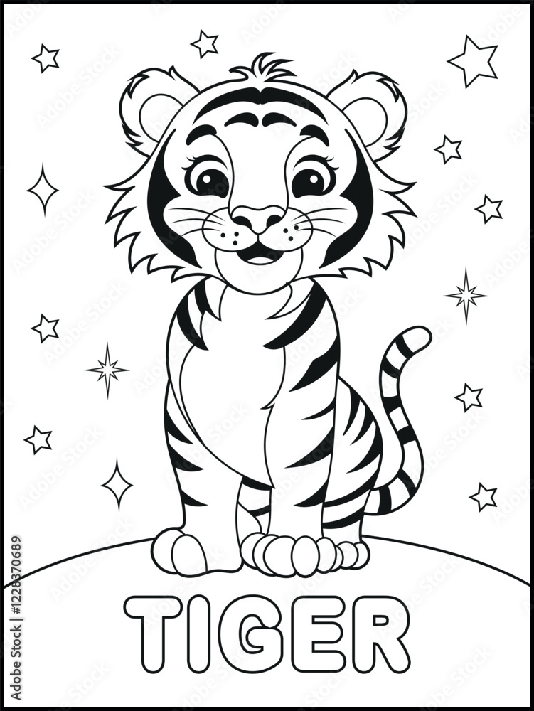 T is for tiger. Coloring pages for kids. Children's coloring books with ...