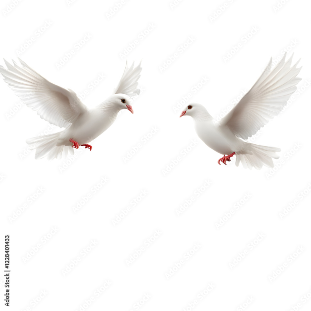 Two White Doves Holding a Blank Scroll Banner, Symbol of Peace and ...