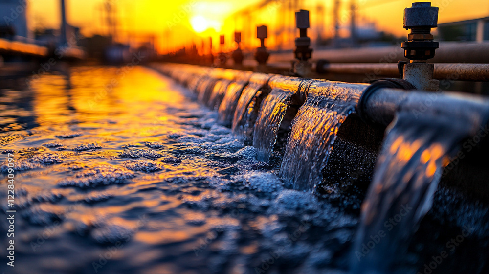 Modern urban wastewater treatment plant with advanced water recycling ...