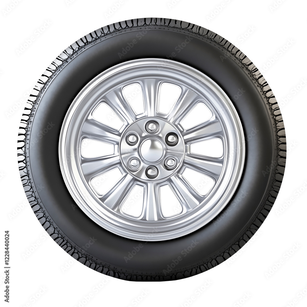 Classic Steel Rim with Radial Tire Isolated on Transparent Background ...