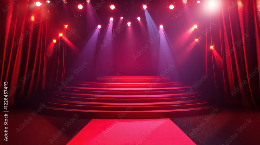 Red carpet bollywood stage maroon stage spotlight award background ...