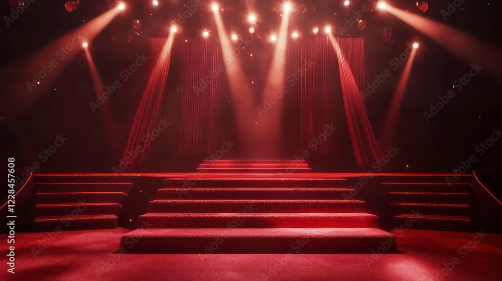 Red carpet bollywood stage maroon stage spotlight award background ...
