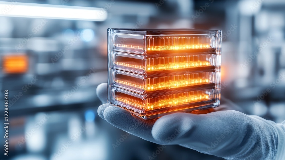 Cross-section visualization of battery pouch cells, layers clearly ...