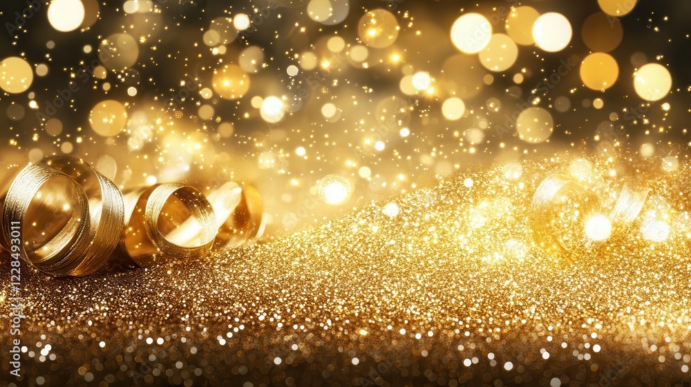 2025 Happy New Year Abstract shiny Gold glitter wave with Bokeh design element Stock Photo ...