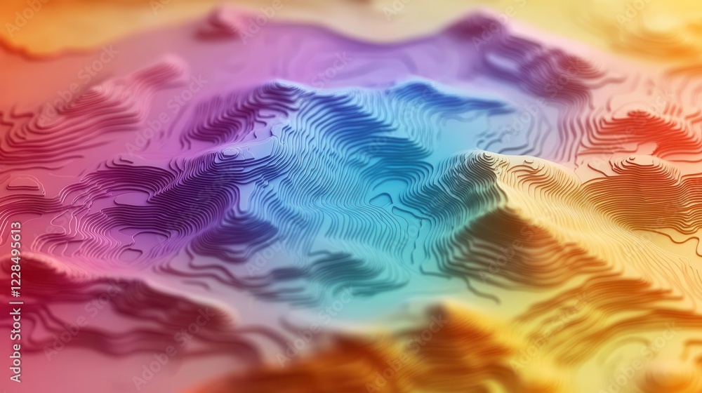 3d topographic terrain visualization with dynamic elevation lines using ...