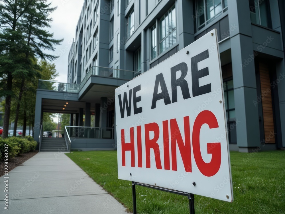 We Are Hiring Sign Outside Modern Building Stock Photo | Adobe Stock
