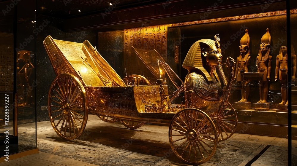 Ancient Egyptian Chariot Displayed in Luxurious Museum Setting Stock ...