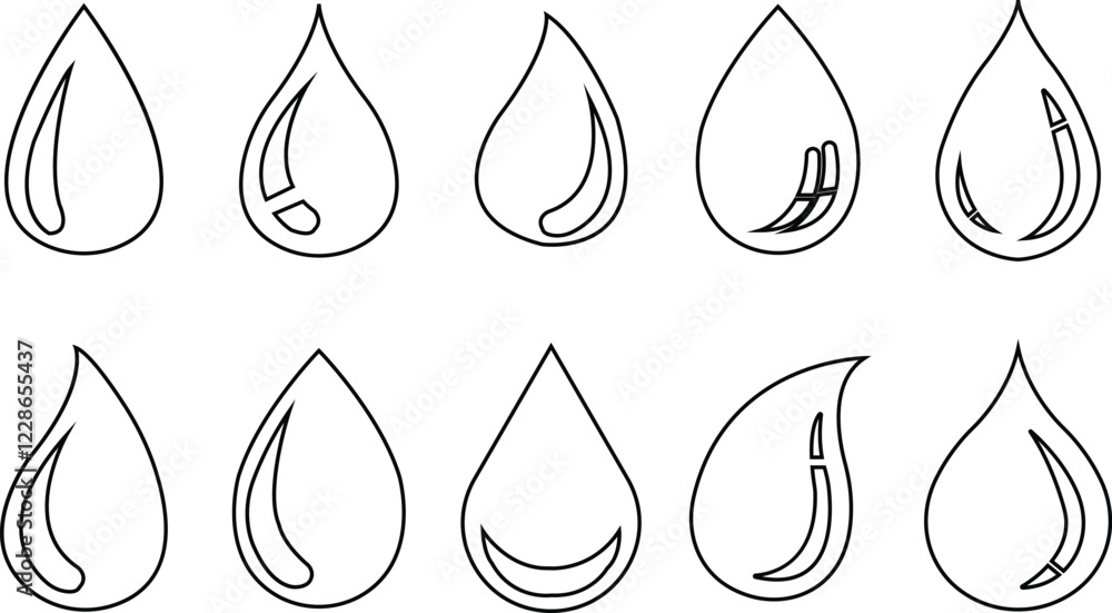 Water drop shape icon in line set. Vector for apps or website Plumbing ...