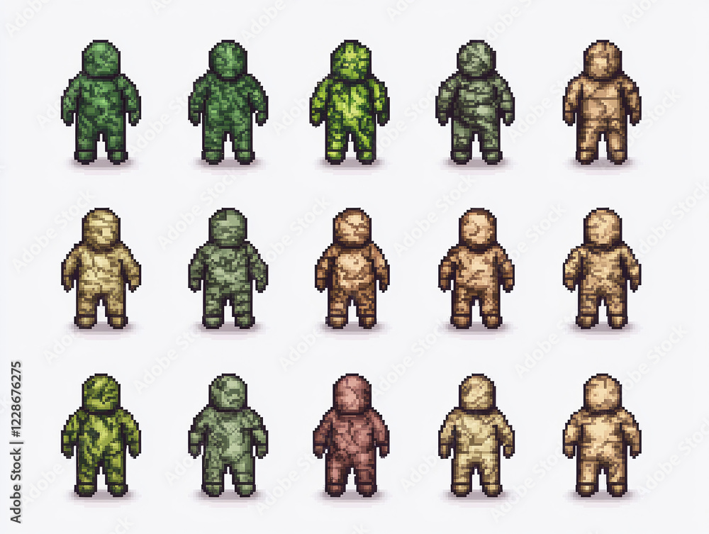 Pixel Art Character Variations - Game Assets Stock Illustration | Adobe ...