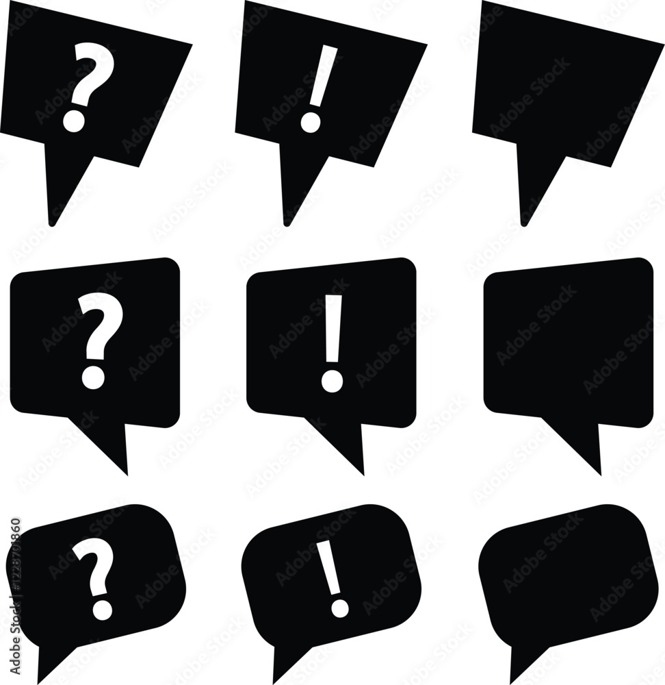 Message box with question mark icon in flat set. Question mark long ...