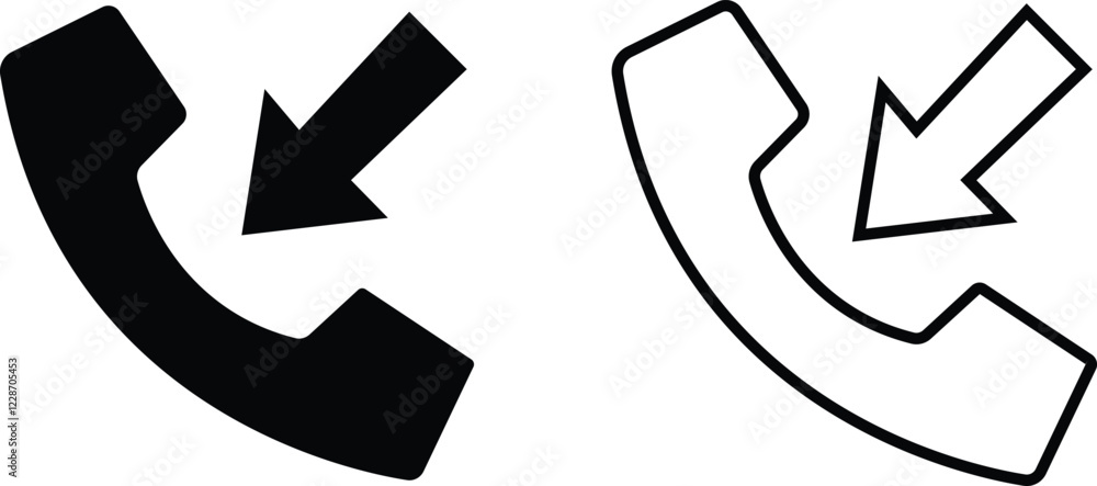 Phone call icon in flat line set isolated on transparent background ...