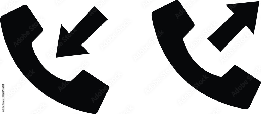 Phone call icon in flat set isolated on transparent background. Vector ...