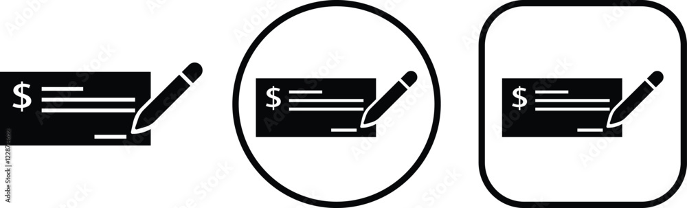 Payment check icon in flat and line style set. vector for apps or ...