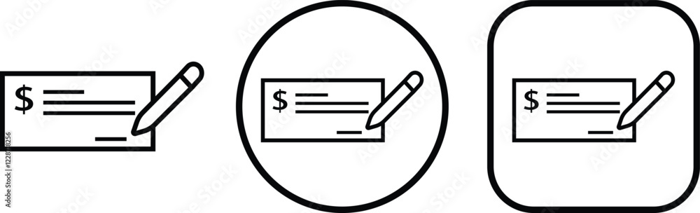 Payment check icon in line style set. vector for apps or website bank ...