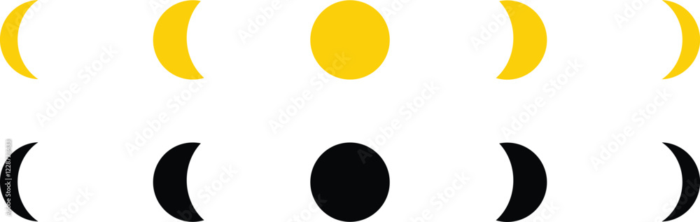 Moon and Crescent Icon in flat Set Vector Design for apps or website ...