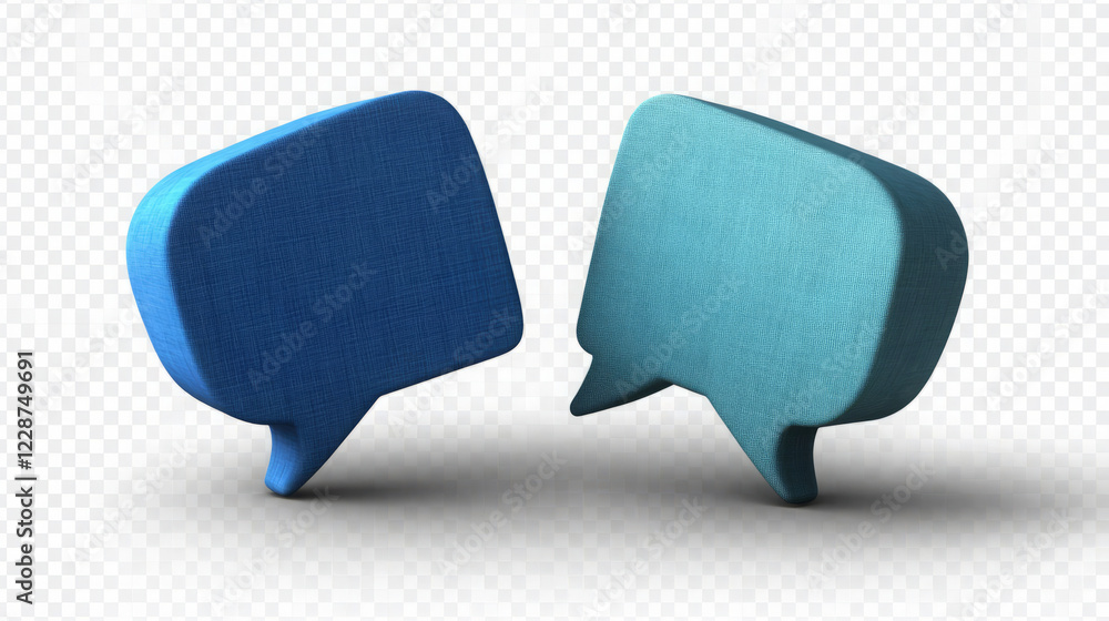 realistic 3d blue and teal speech bubbles with fabric texture featuring ...